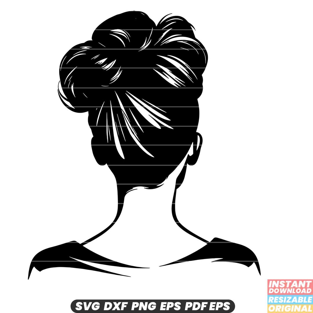 Messy Hair SVG Housewife Hairstyle Woman Tousled Unkempt Bedhead ...