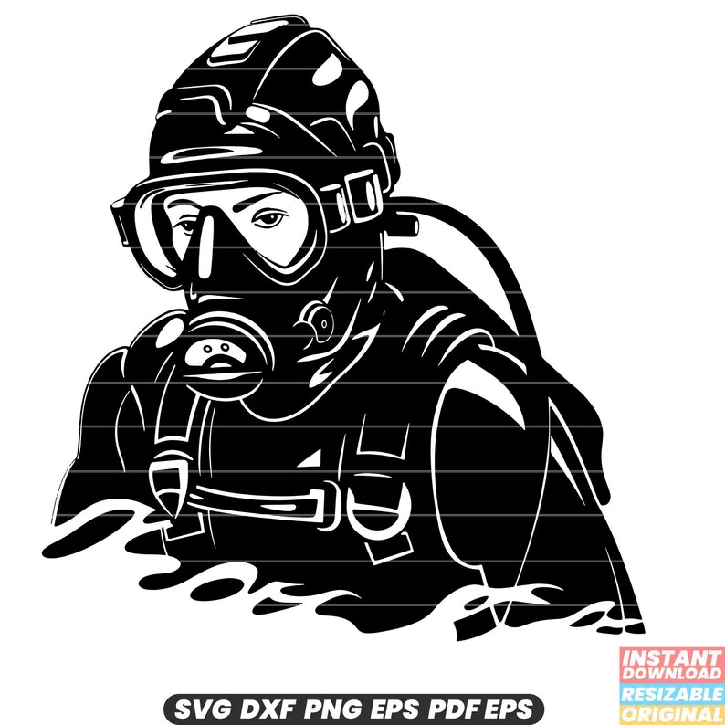 Scuba Diver SVG Underwater Explorer, Diving Equipment, Ocean Adventure ...