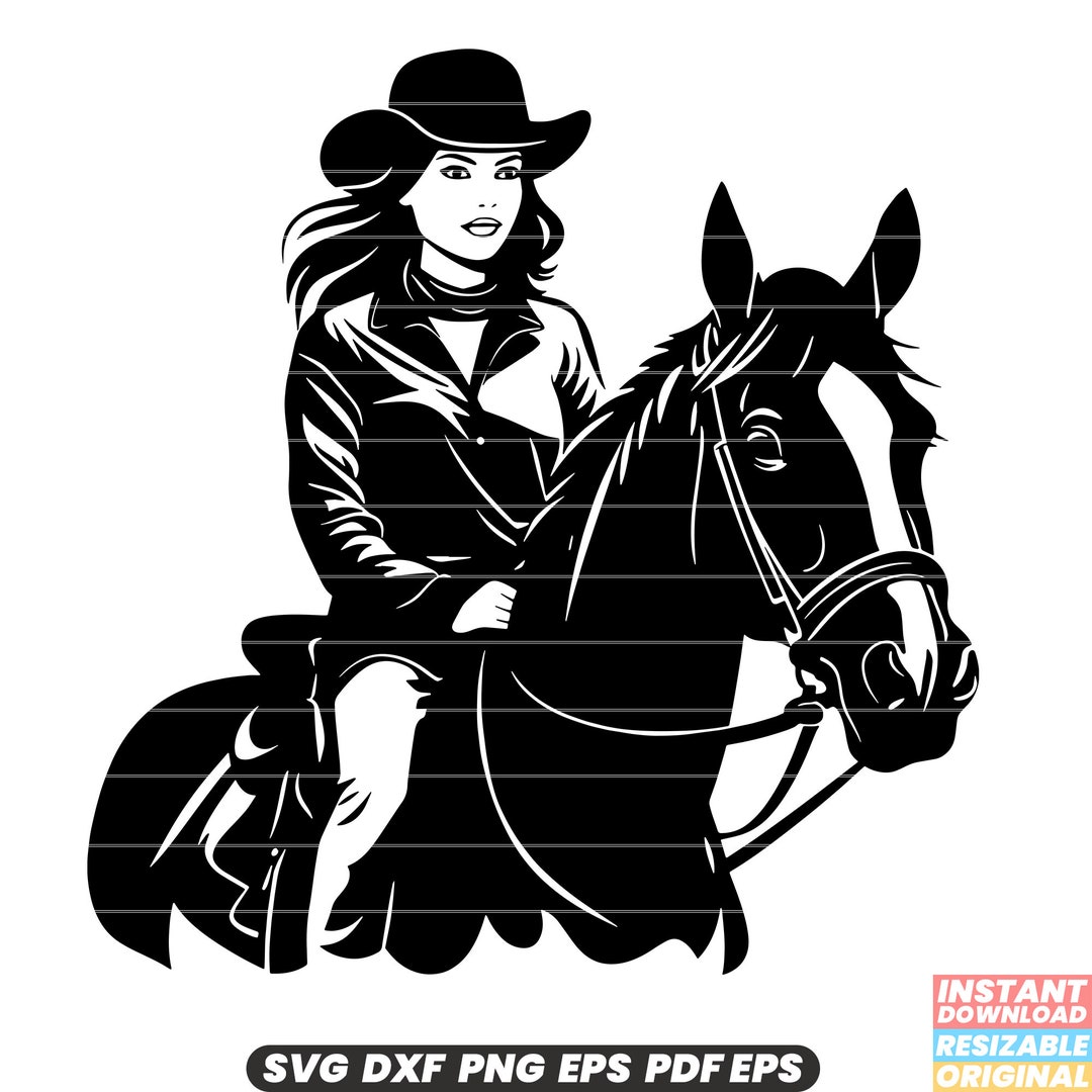 Female Horse Rider SVG, Horse Rider Woman DXF, Horse Rider PNG, Horse ...