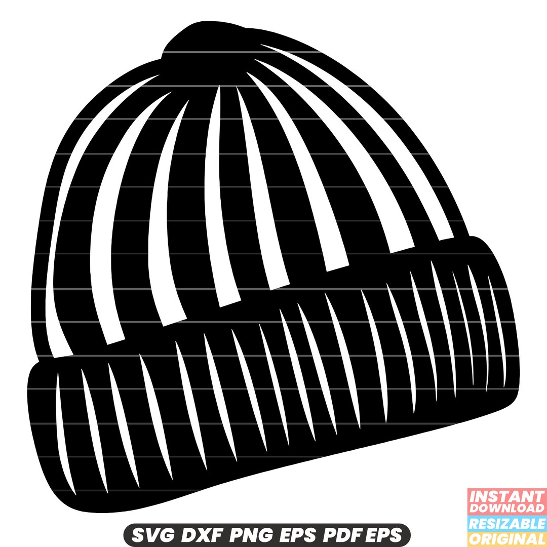 Beanie Hat Cap Winter Fashion Knit Wool Warm Headwear SVG DXF PNG Cut ...