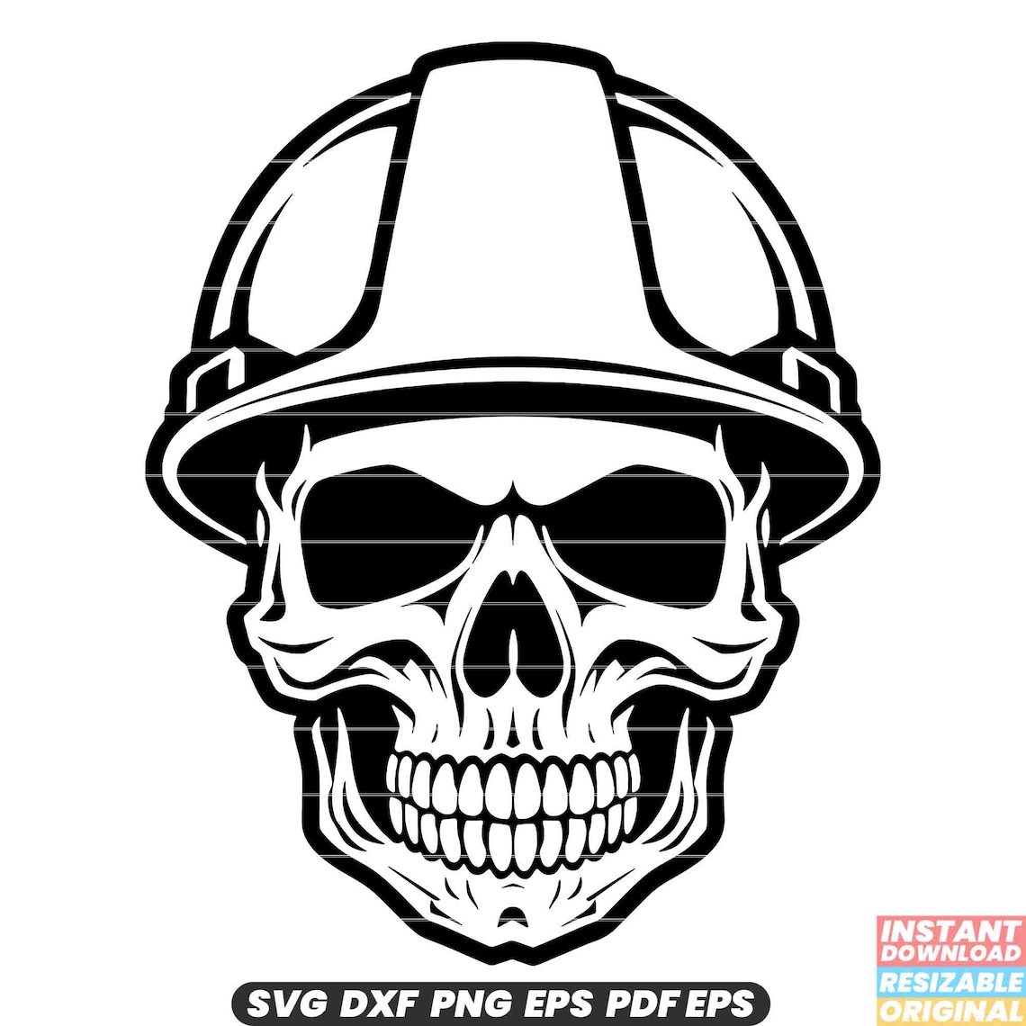 Skull With Hard Hat SVG - Construction Skull Illustration, Safety ...