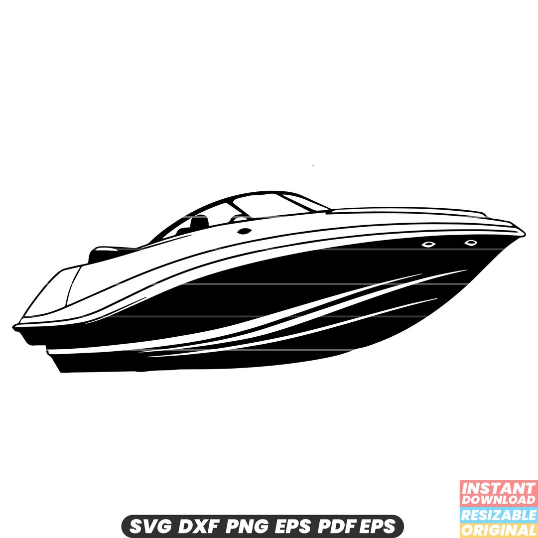 Jetboat Watercraft Speedboat Marine River Racing Adventure SVG DXF PNG ...
