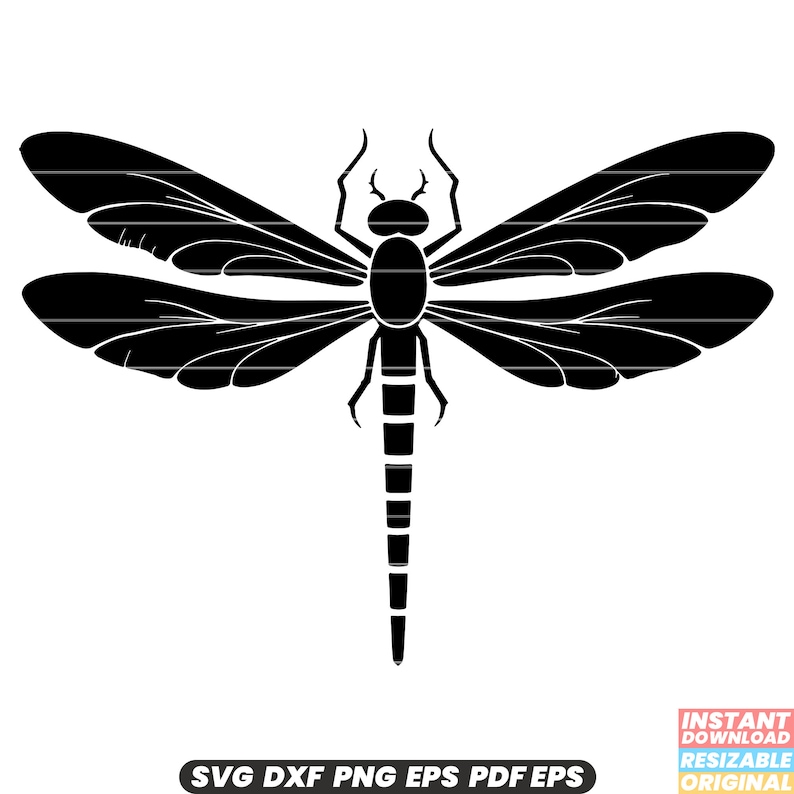 Dragonfly Insect Wings Nature Wildlife Bug Flyer Summer SVG DXF PNG Cut ...
