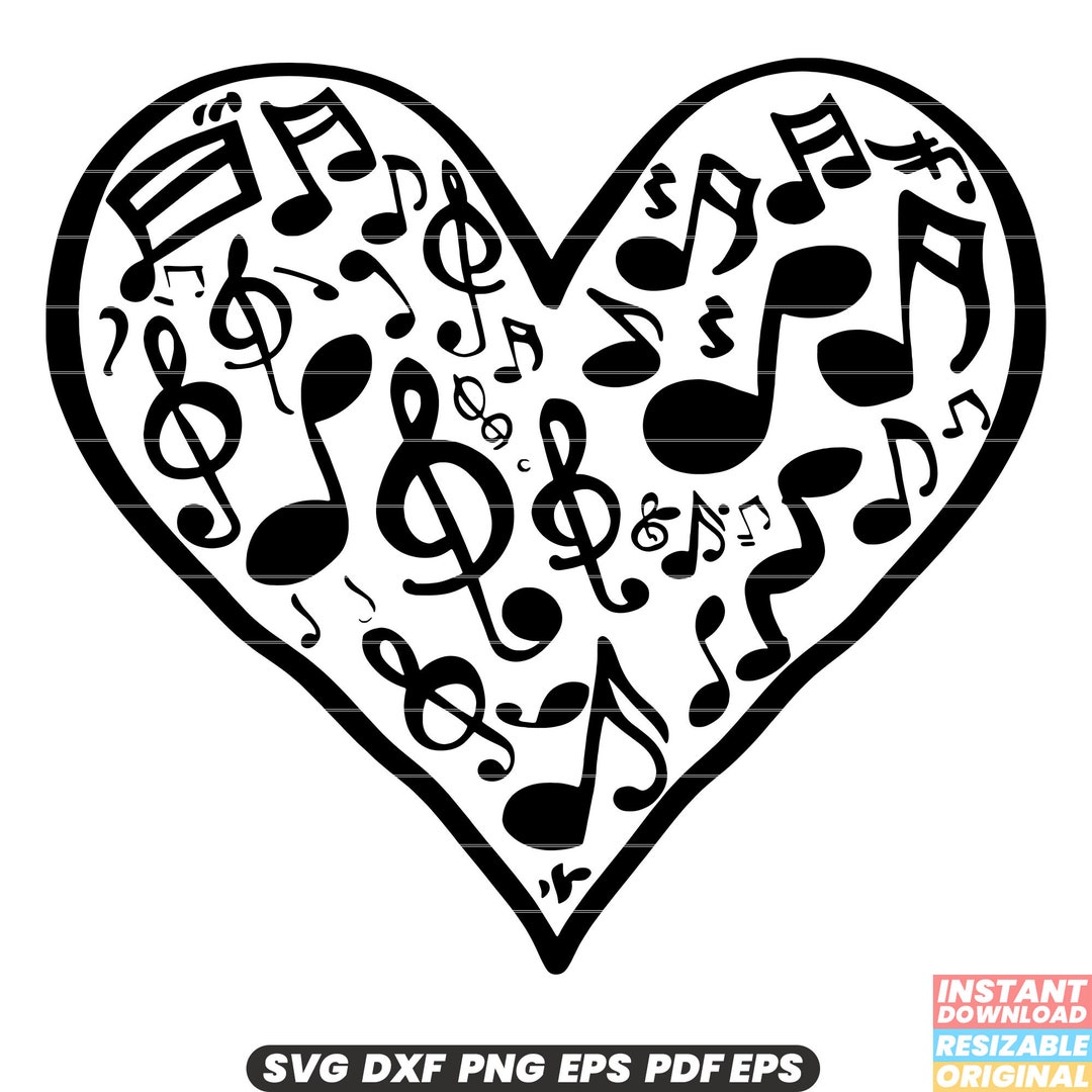 Heart-shaped Musical Notes SVG Music Illustration Heart-shaped Musical ...