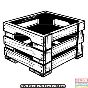 Wooden Crate SVG Storage Container Illustration Vintage Wooden Box ...