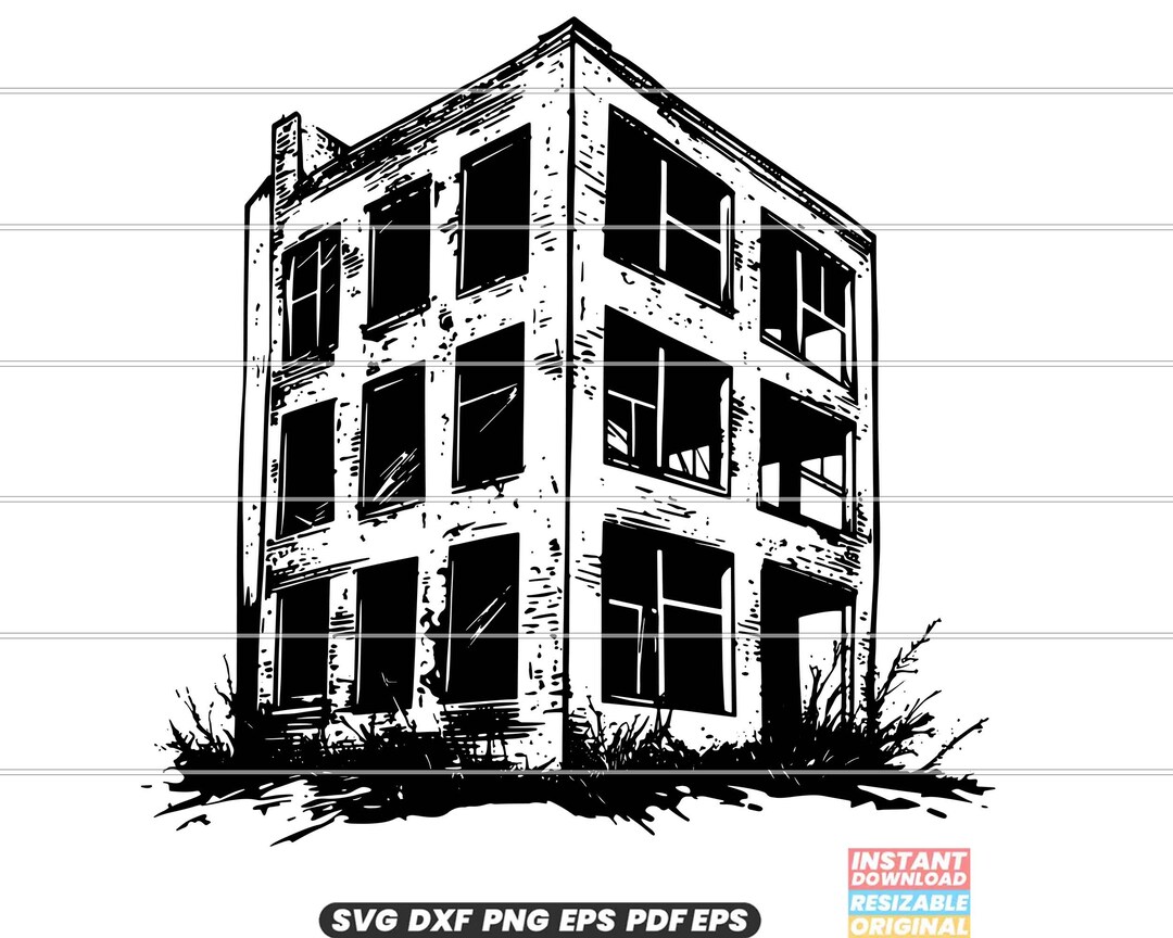 Abandoned Building Svg, Abandoned Building Dxf, Abandoned Building Png ...