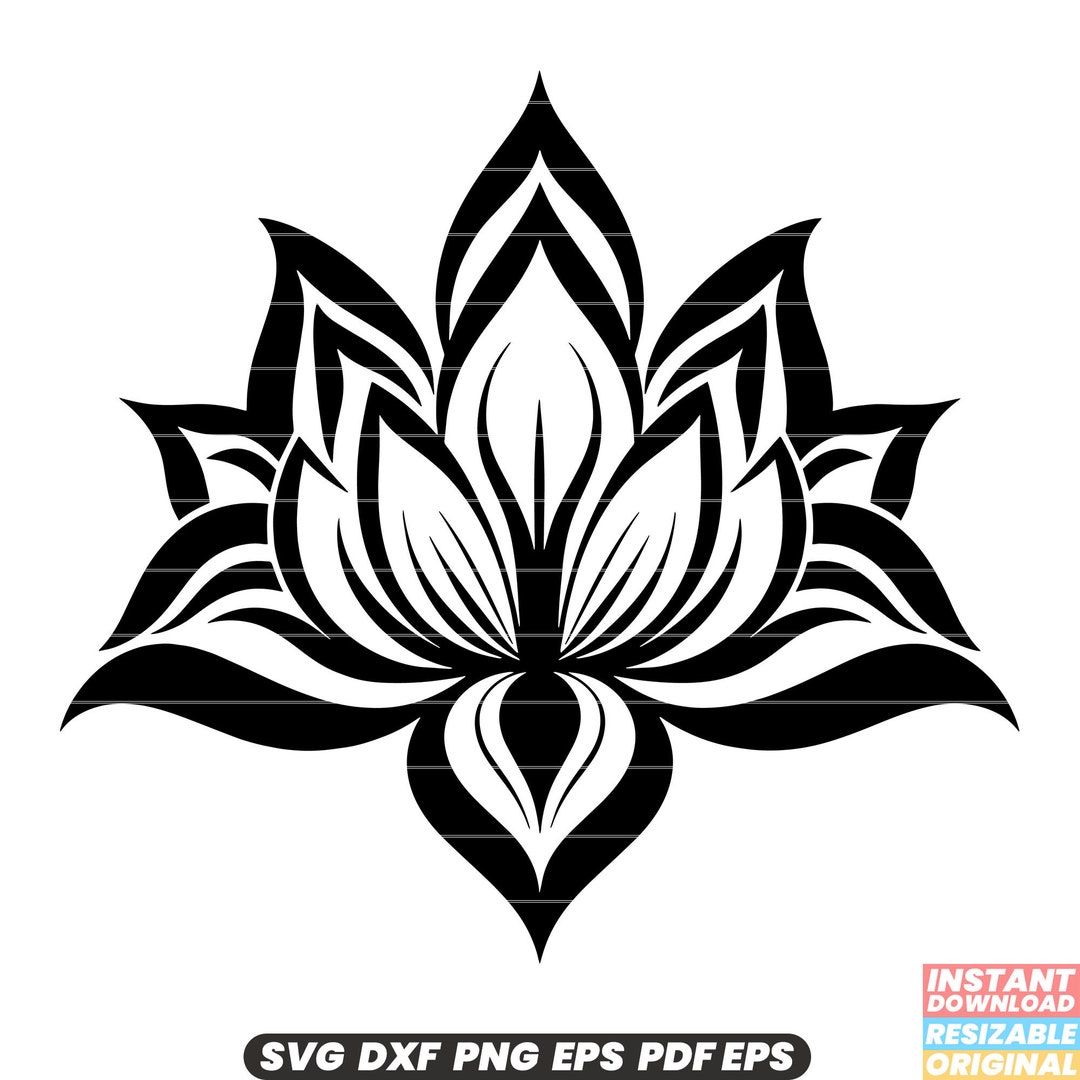 Lotus SVG Floral Illustration Lotus Clipart Sacred Flower Graphic ...