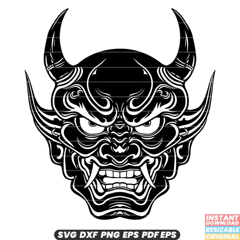 Hannya Mask SVG Traditional Japanese Noh Theater Theatre Demon Scary ...