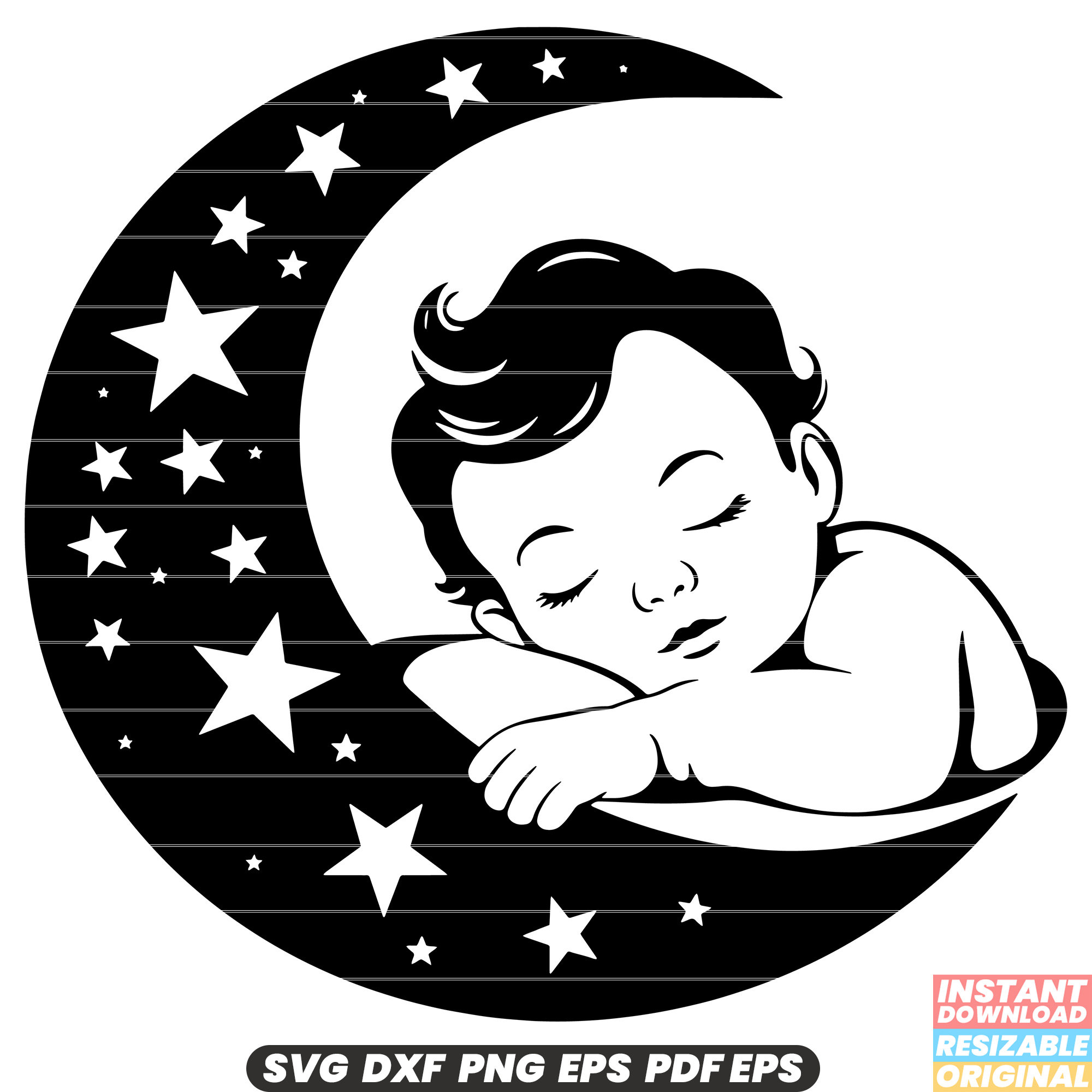 Baby Sleeping Infant Nap Dream Peaceful Rest Cute SVG DXF PNG Cut File ...