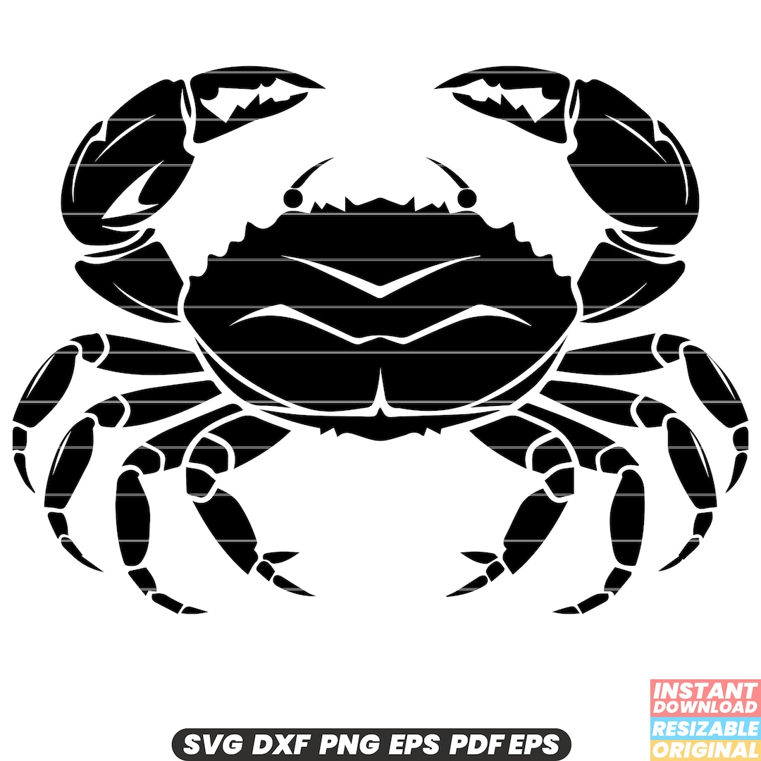Crab SVG, Crab DXF, Crab PNG: Coastal Crustacean Digital Art for ...