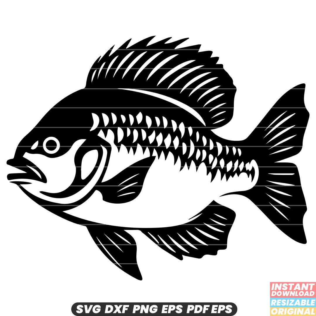 Crappie Fish Freshwater Fishing Angling Panfish Wildlife Nature SVG DXF ...
