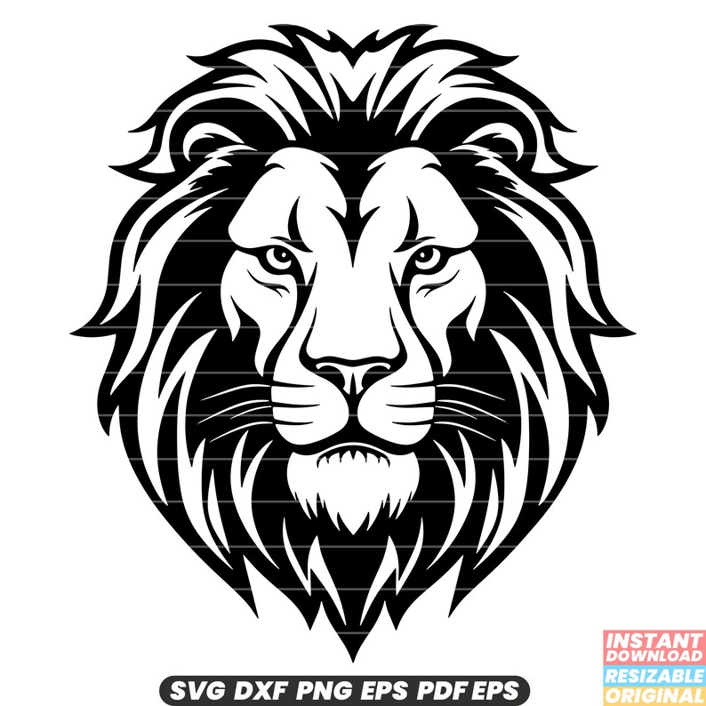 Lion Big Cat Predator Wildlife Mammal Safari Africa Jungle SVG DXF PNG ...