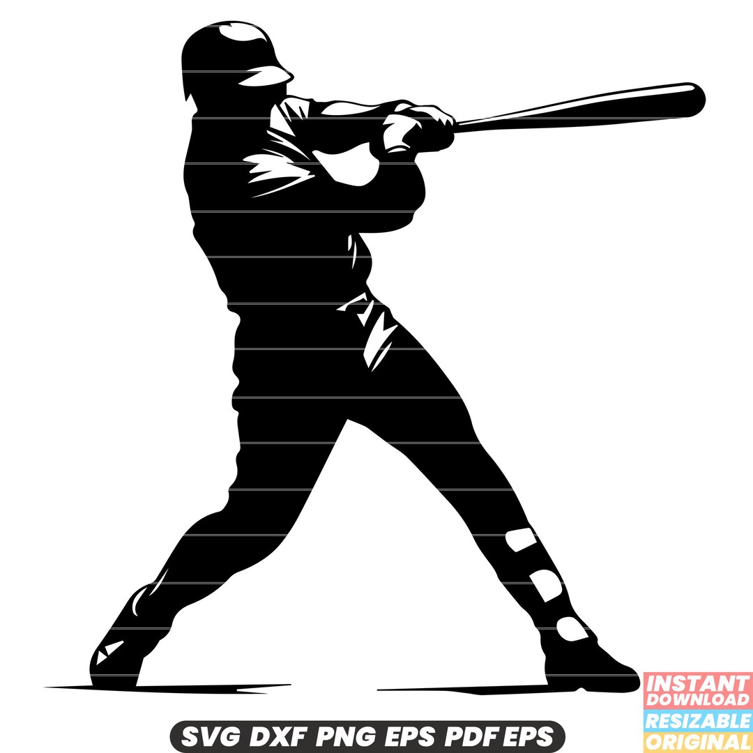 Baseball Player Athlete Sport Team Batter Pitcher Ball Game SVG DXF PNG ...
