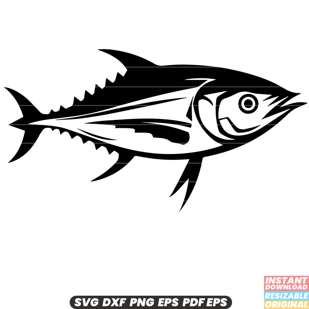 Albacore Tuna Fish Ocean Seafood Marine Wildlife SVG DXF PNG Cut File ...