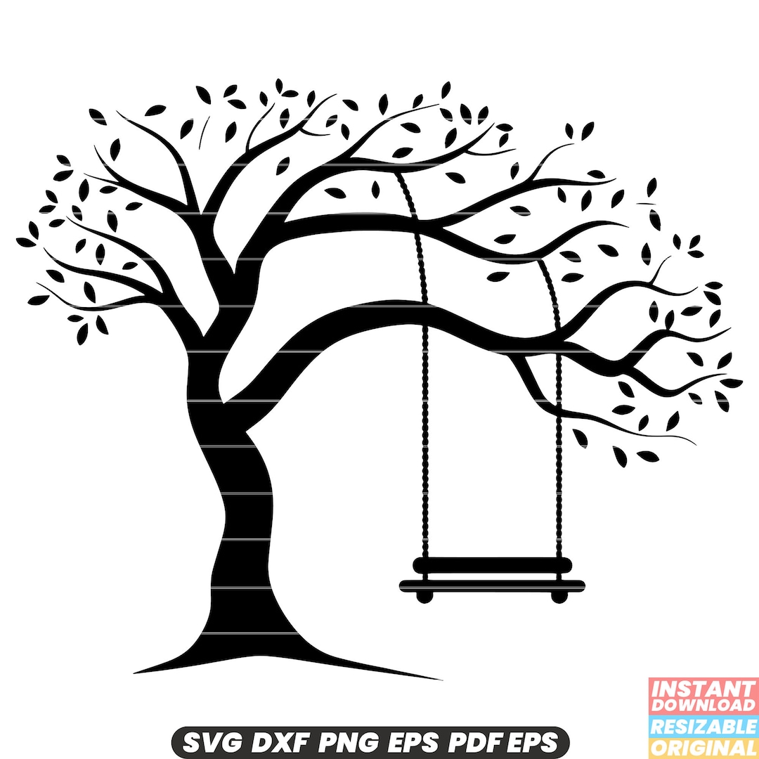 Tree Swing SVG Nature Illustration Tree Swing Clipart Outdoor Graphic ...