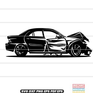 Crashed Car Accident SVG DXF PNG Cut File Clipart Instant Download ...