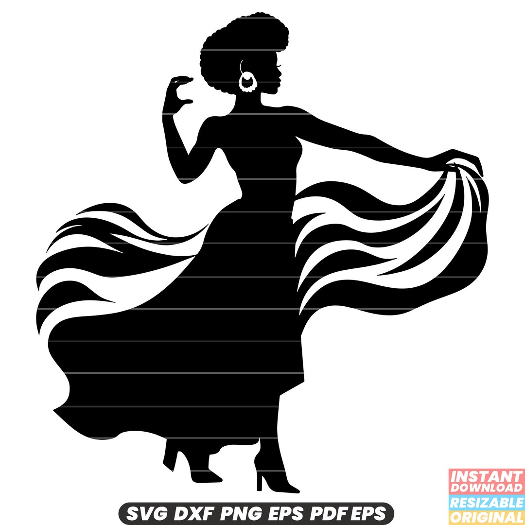 Afro Woman Dancing Dance Dancer African American Female Movement SVG ...