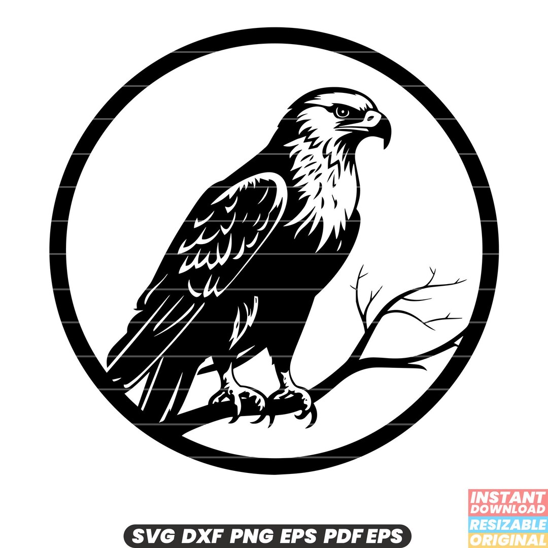 Bald Eagle on Tree - SVG, DXF, PNG, Cut File & Clipart for Scrapbooking ...