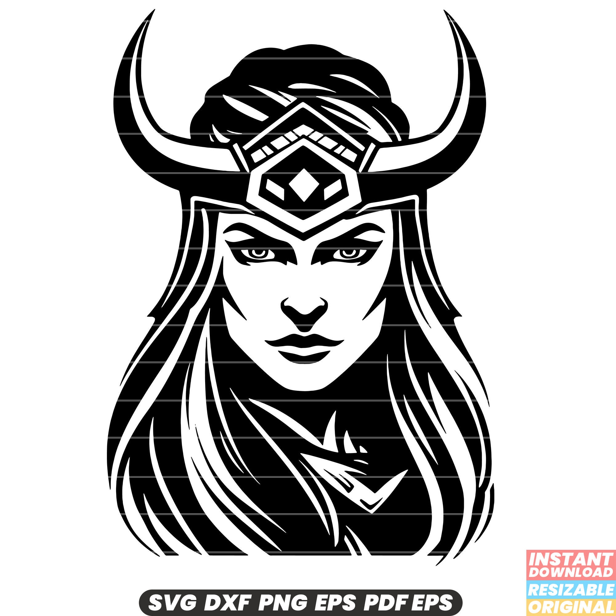 Viking Shield Maiden SVG Norse Warrior Woman Battle Axe Viking Helmet ...