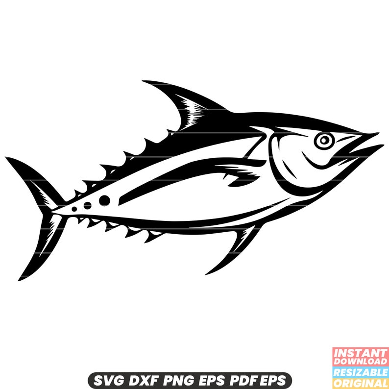 Albacore Tuna Fish Ocean Seafood Marine Wildlife SVG DXF PNG Cut File ...