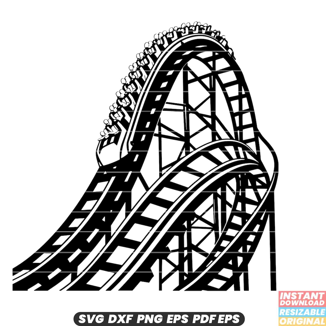 Roller Coaster SVG - Amusement Park Ride, Thrilling Rollercoaster, Fun ...
