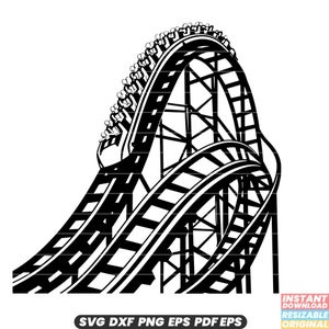 Roller Coaster SVG - Amusement Park Ride, Thrilling Rollercoaster, Fun ...