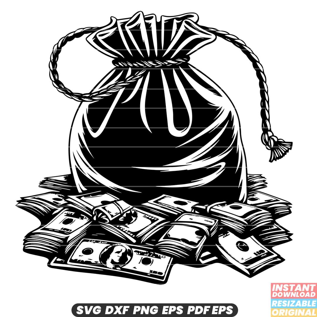 Money Bag Hustle SVG Cash Cool Swag Currency Dollar Wealth Finance ...