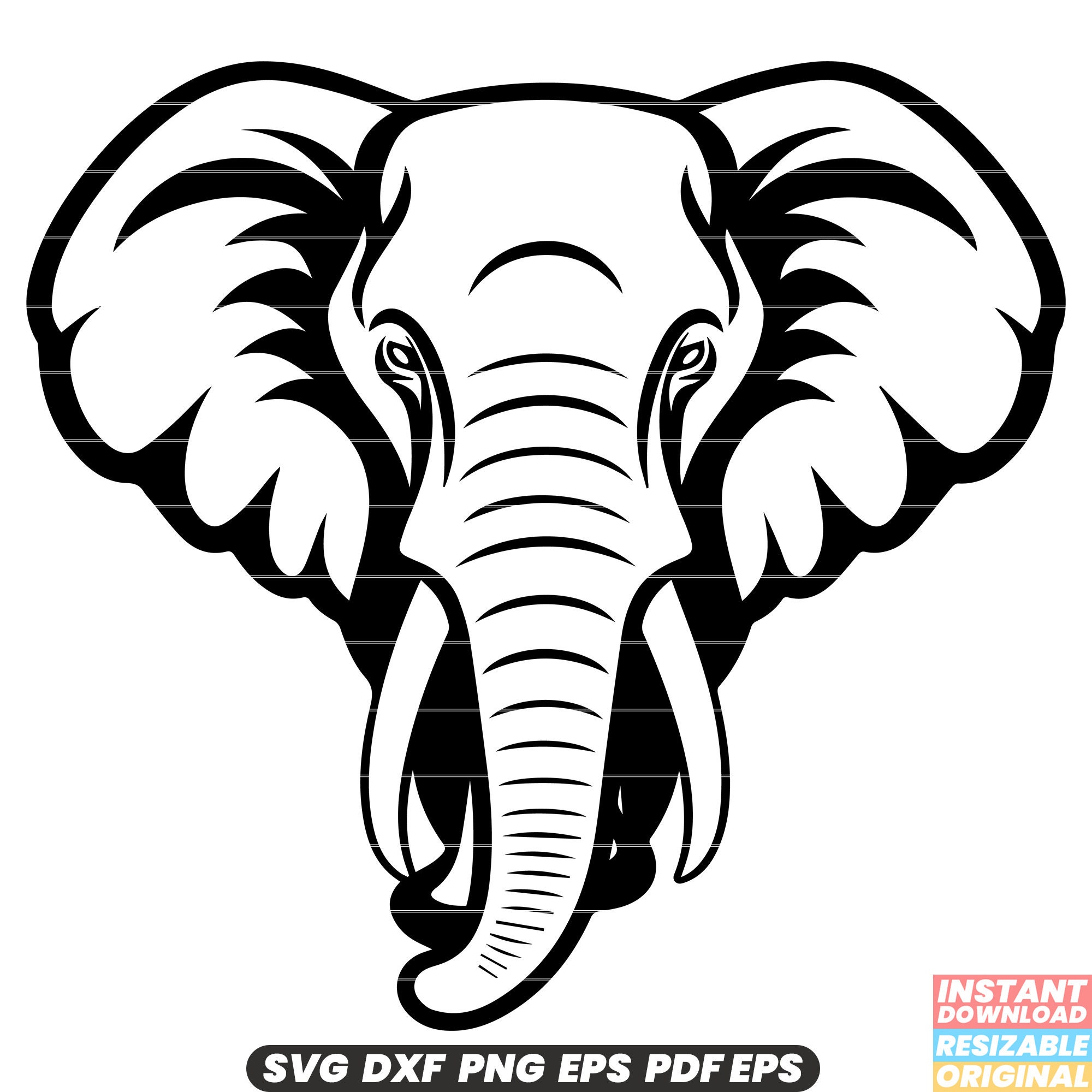 Elephant Wildlife Mammal Animal Trunk Tusk Safari African Nature SVG ...