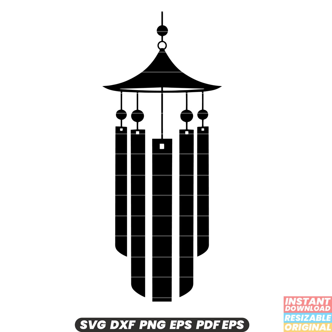 Wind Chimes SVG Outdoor Decor Illustration Hanging Chimes Clipart ...