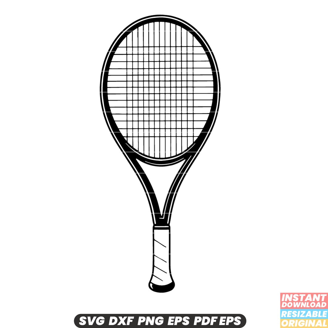 Tennis Racket SVG Sports Equipment Illustration Tennis Racket Clipart ...