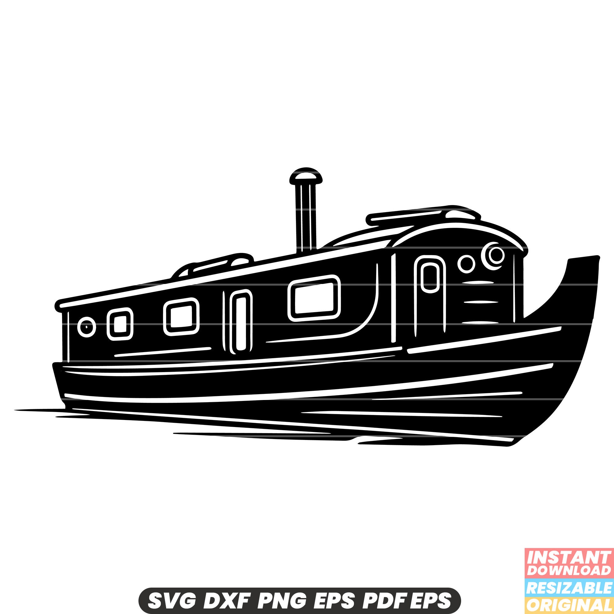 Narrowboat Canal Barge Waterway Transport Houseboat River Vessel SVG ...
