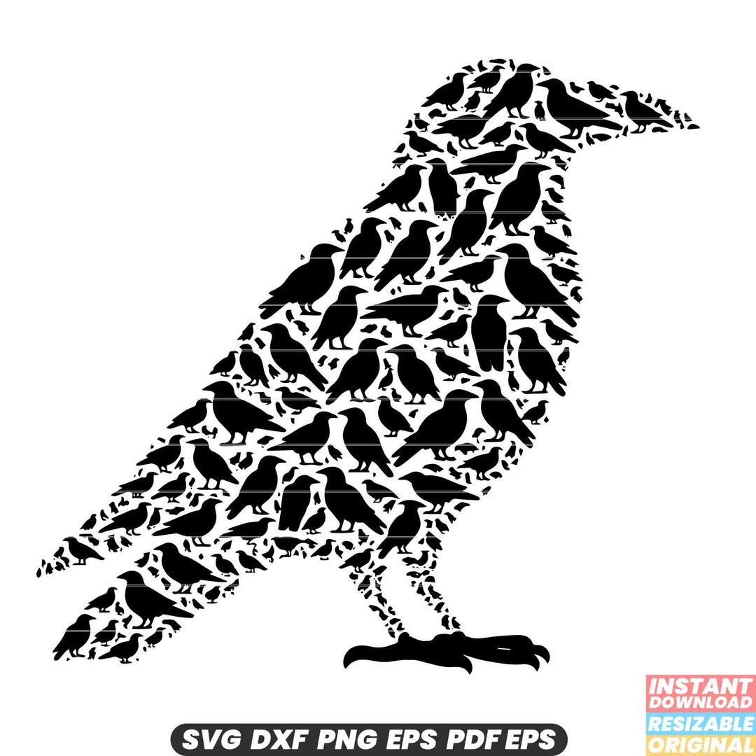 Crow SVG Bird Raven Black Feathered Wildlife Nature Corvid Flight DXF ...