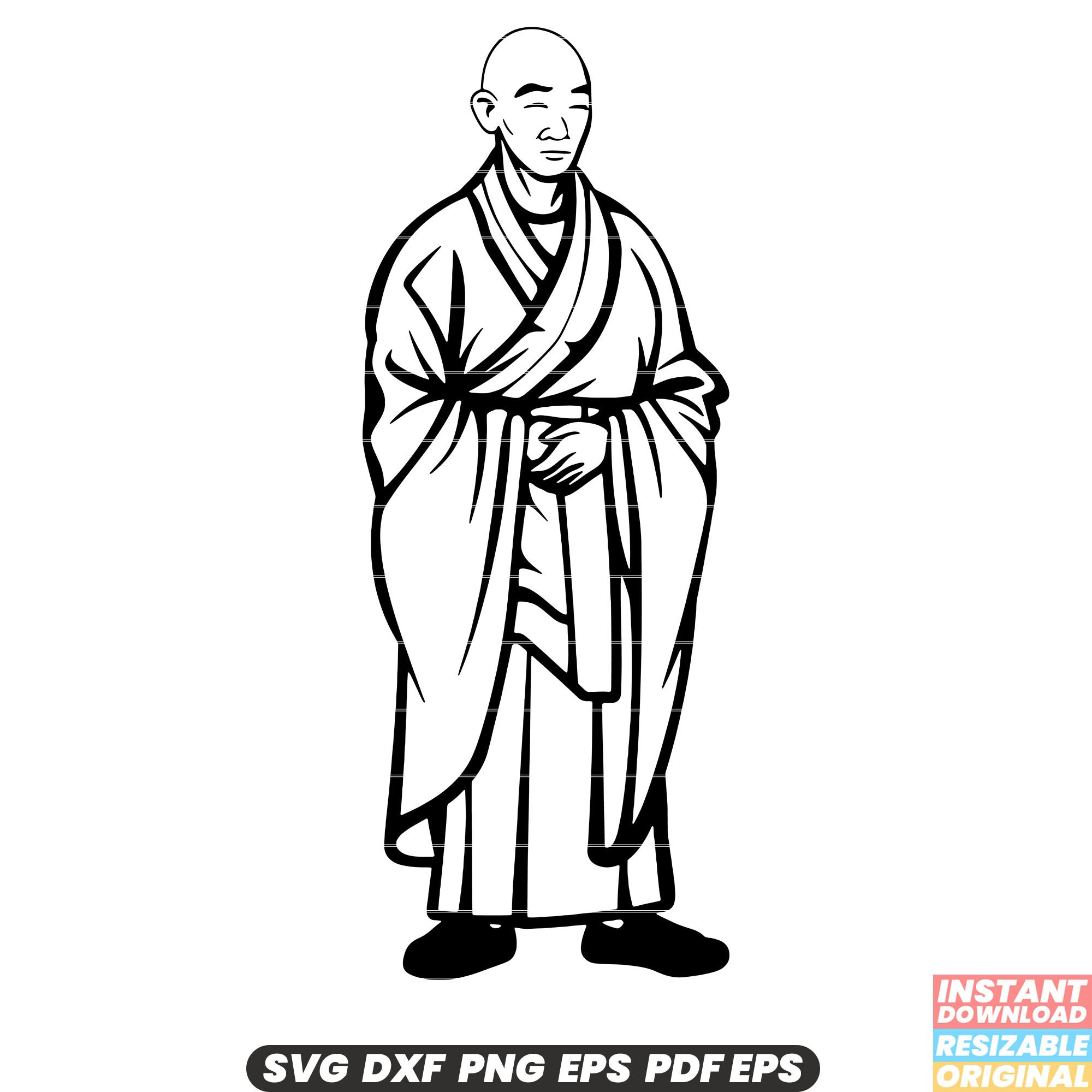 Monk SVG Religious Illustration Monk Clipart Spiritual Graphic ...