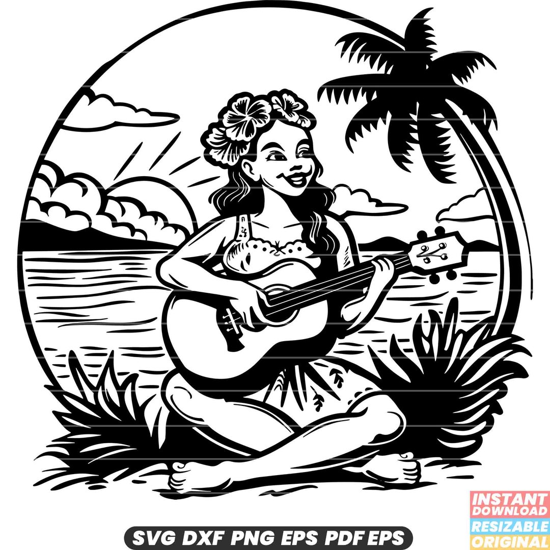 Hula Girl SVG Hawaiian Dance Maui Dancer Bali Oahu Ukulele Aloha Grass ...