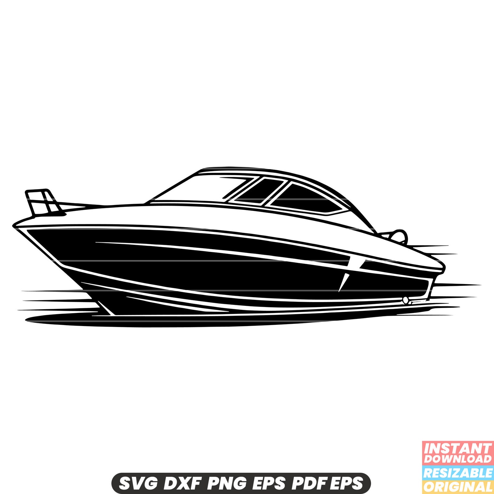 Speedboat SVG Speedboat DXF Speedboat PNG Nautical Designs for Water ...