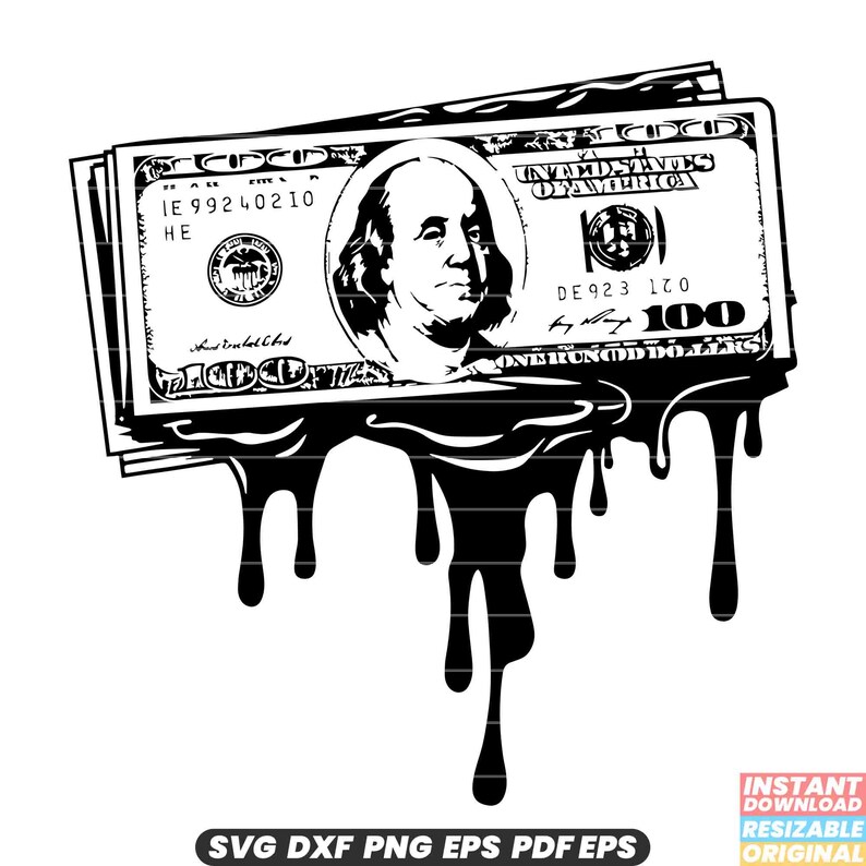 Dollar Dripping Clipart SVG Money Finance Wealth Currency Flow Liquid ...