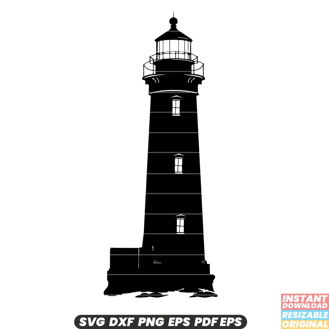 Lighthouse SVG Maritime Illustration Lighthouse Clipart Coastal Beacon ...