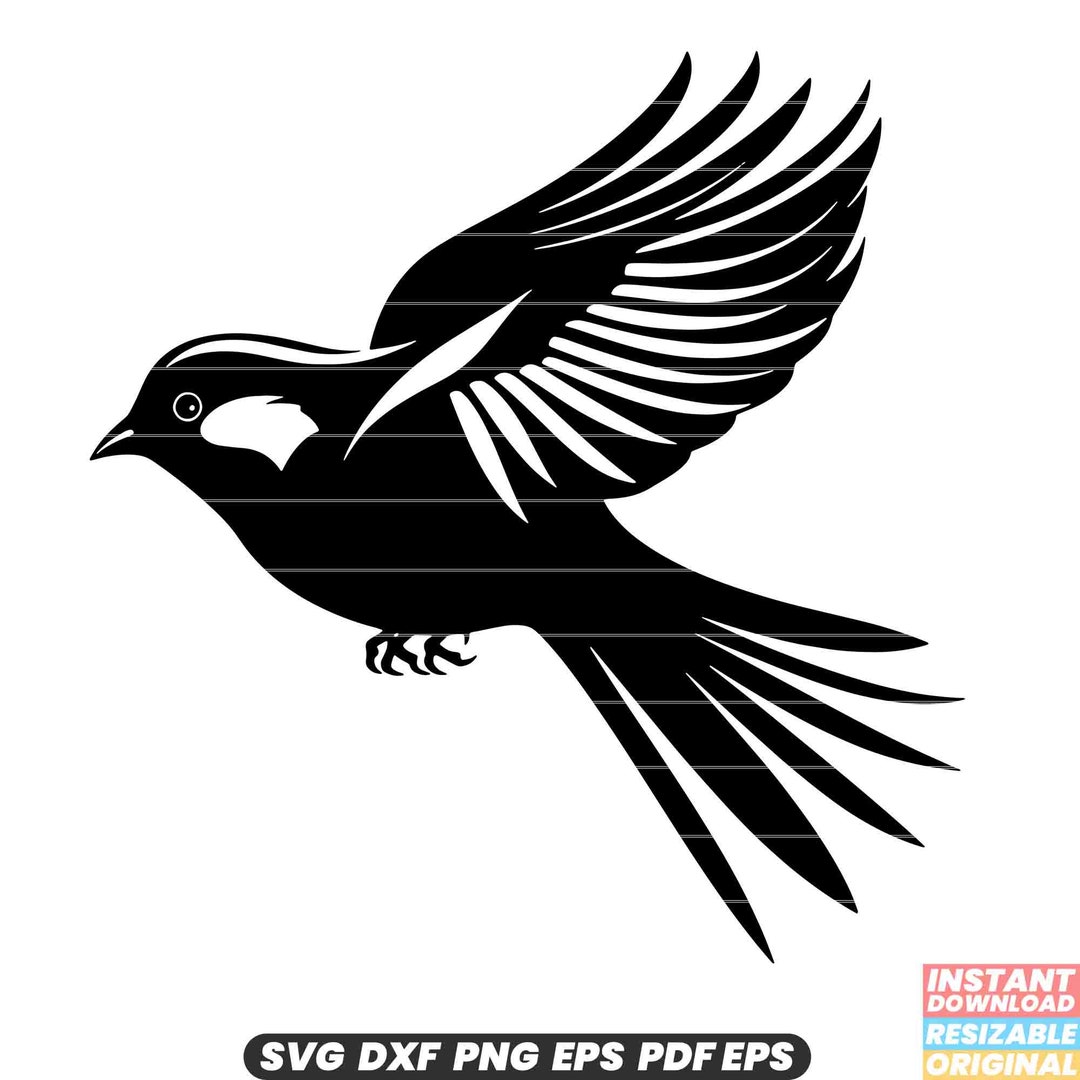 Sparrow Flying SVG - Bird in Flight, Small Avian Creature Illustration ...
