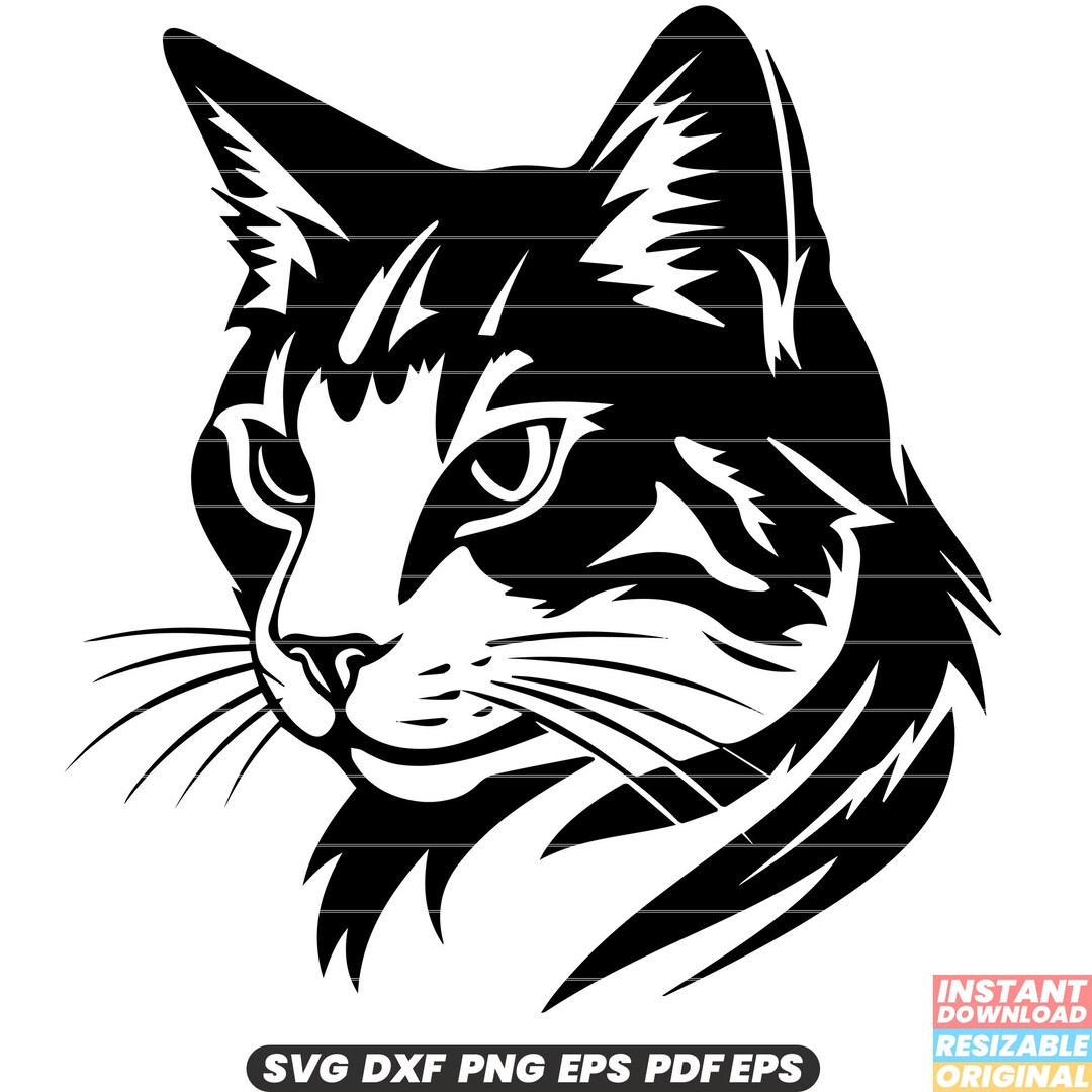 Cat SVG, Cat DXF, Cat PNG: Adorable Feline Digital Art for Instant ...