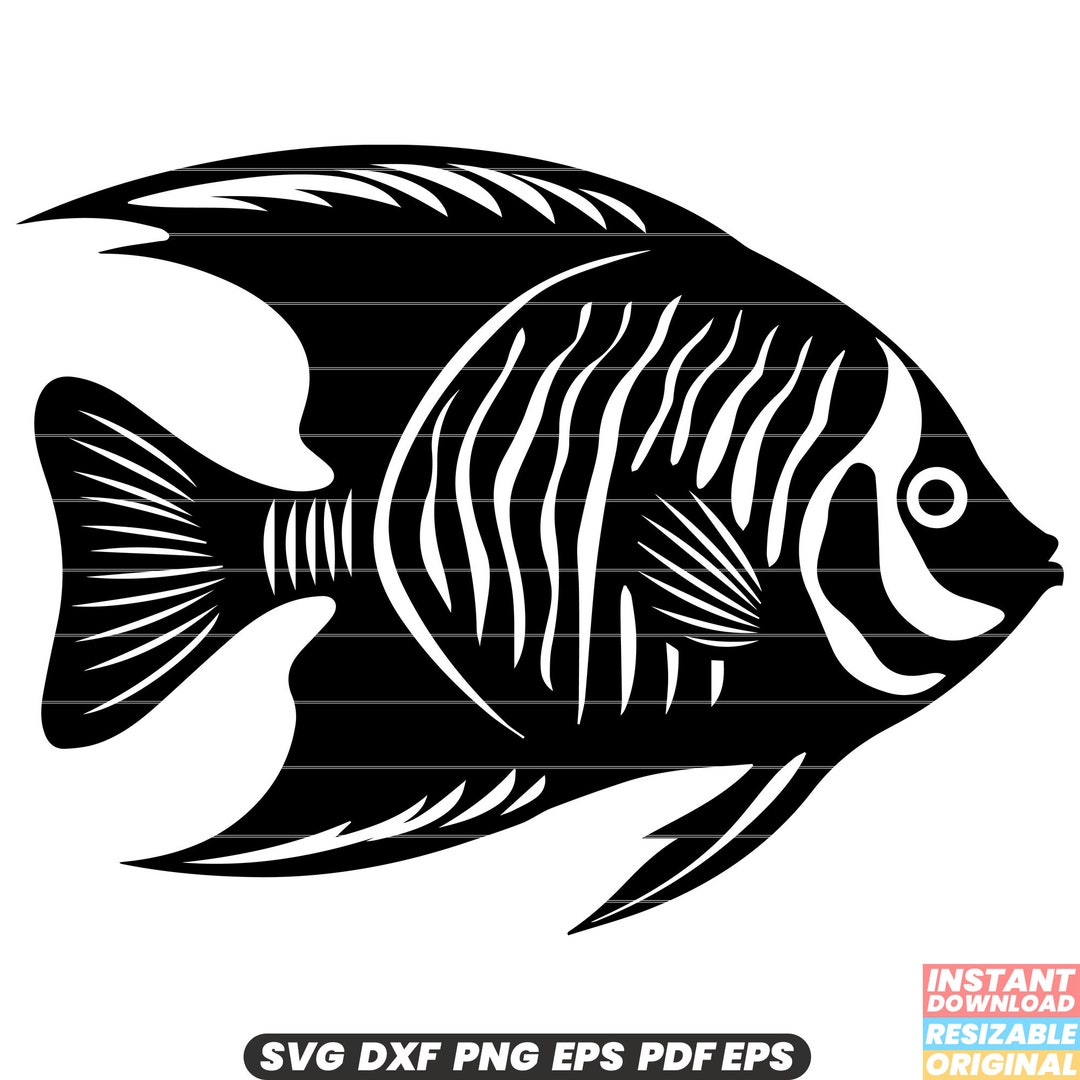 Angelfish Fish Aquarium Tropical Marine Wildlife Ocean SVG DXF PNG Cut ...