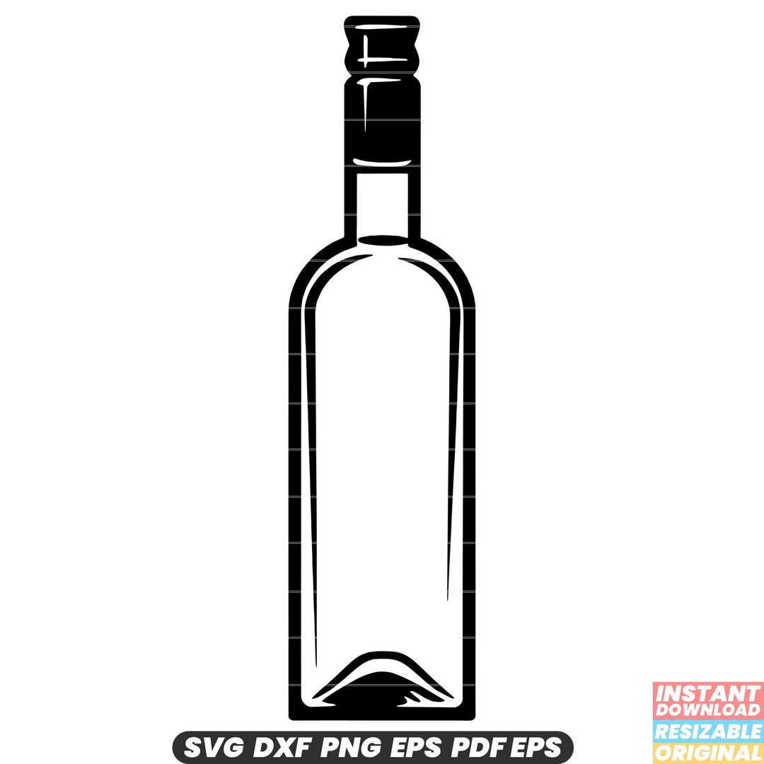 Alcohol Bottle SVG, DXF, PNG, Elegant Beverage Cut File, Vintage Drink Clipart, Bar Essentials ...