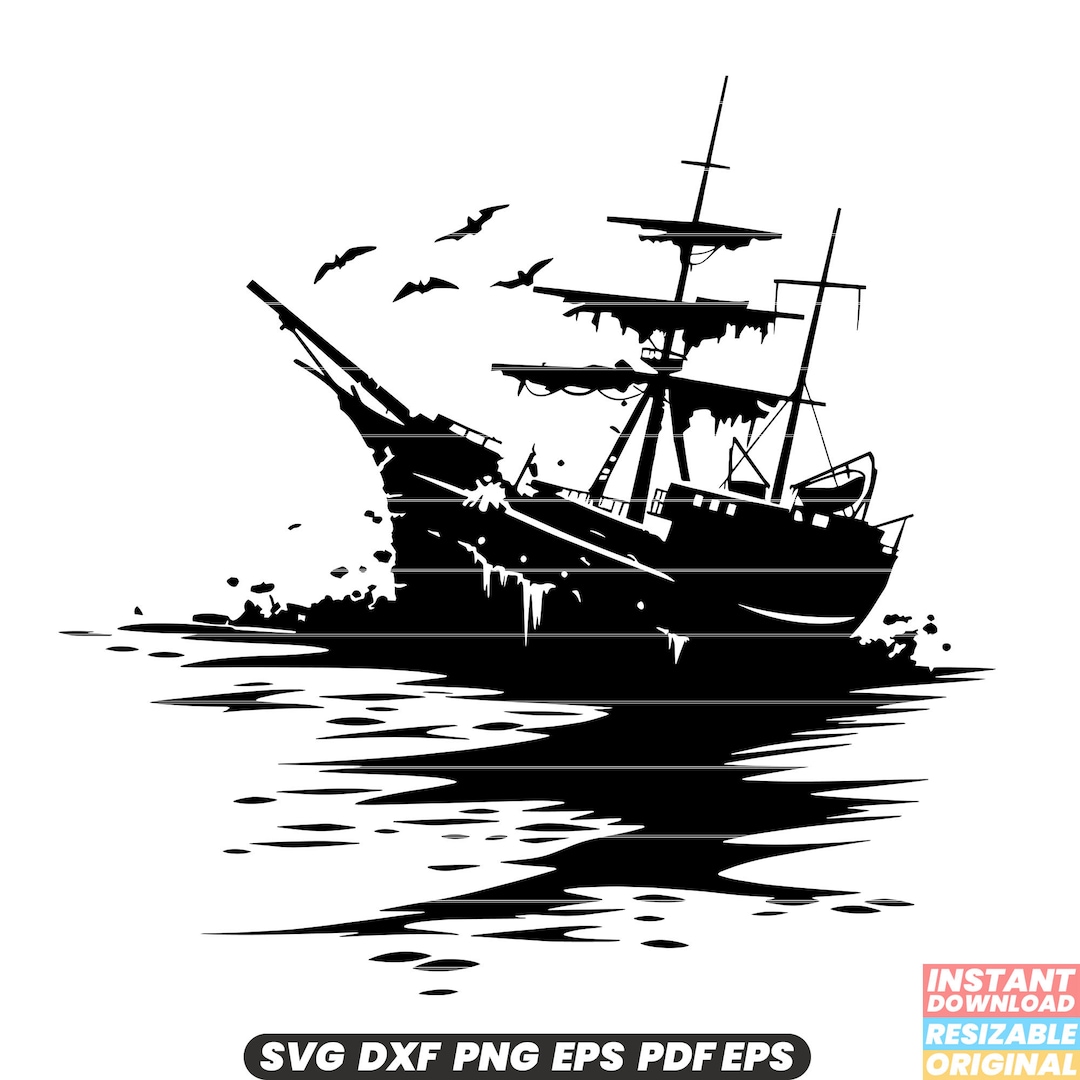 Ship Sinking SVG Maritime Disaster Illustration Ship Sinking Clipart ...