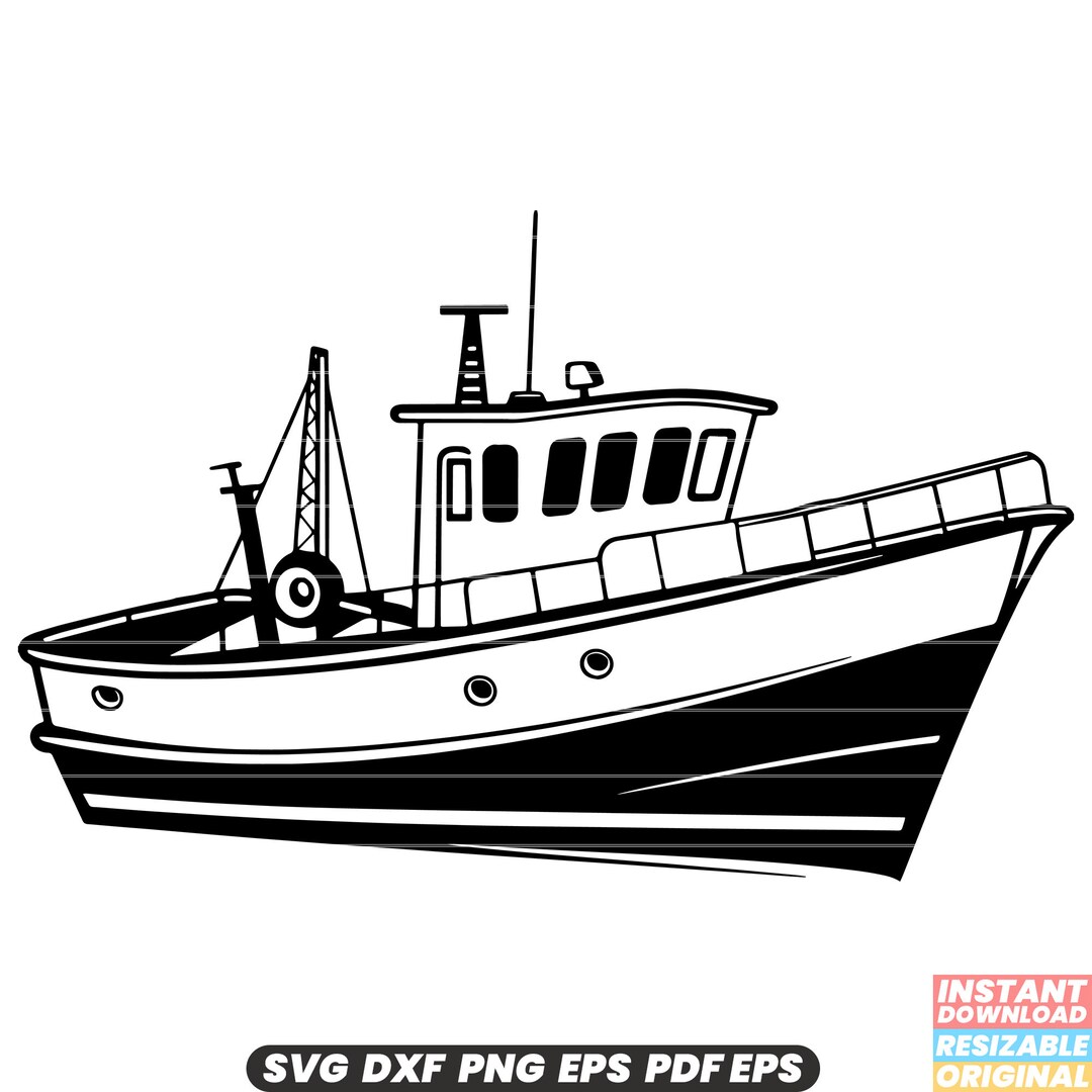 Trawler Fishing Boat Vessel Commercial Fishery Industry Sea Ocean SVG ...