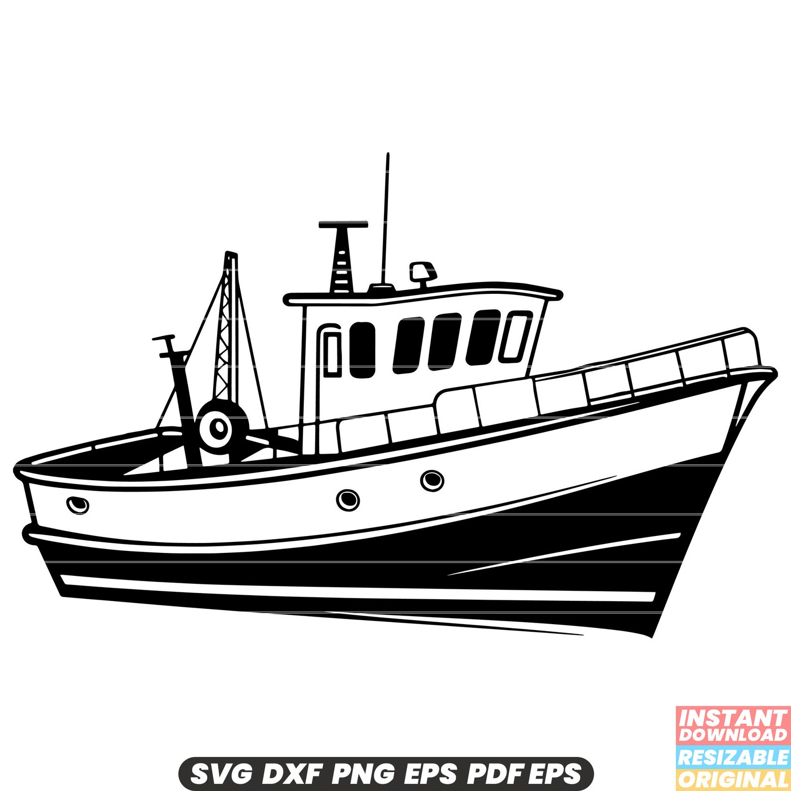 Trawler Fishing Boat Vessel Commercial Fishery Industry Sea Ocean SVG ...