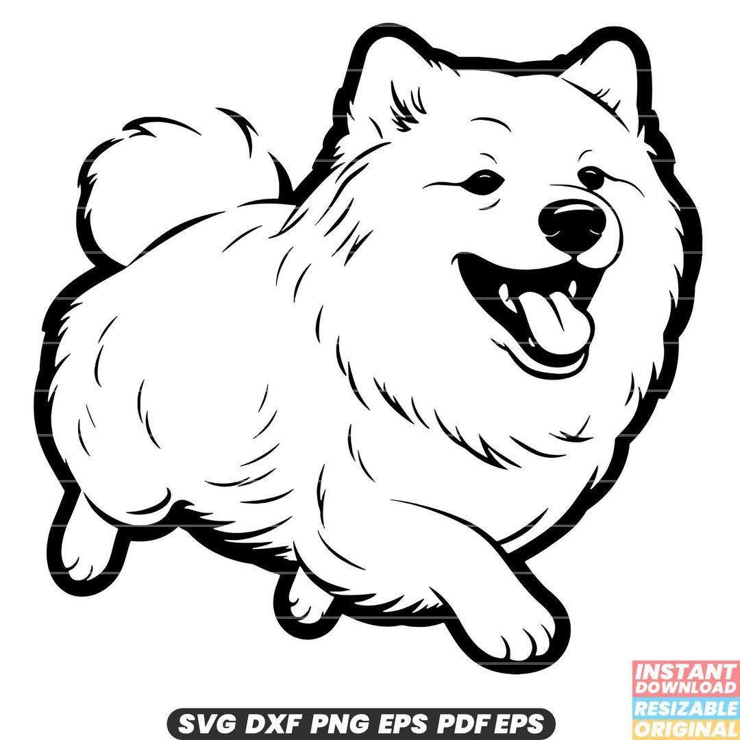 Samoyed Dog Breed SVG - Fluffy Canine, Pet Illustration, Adorable Puppy ...
