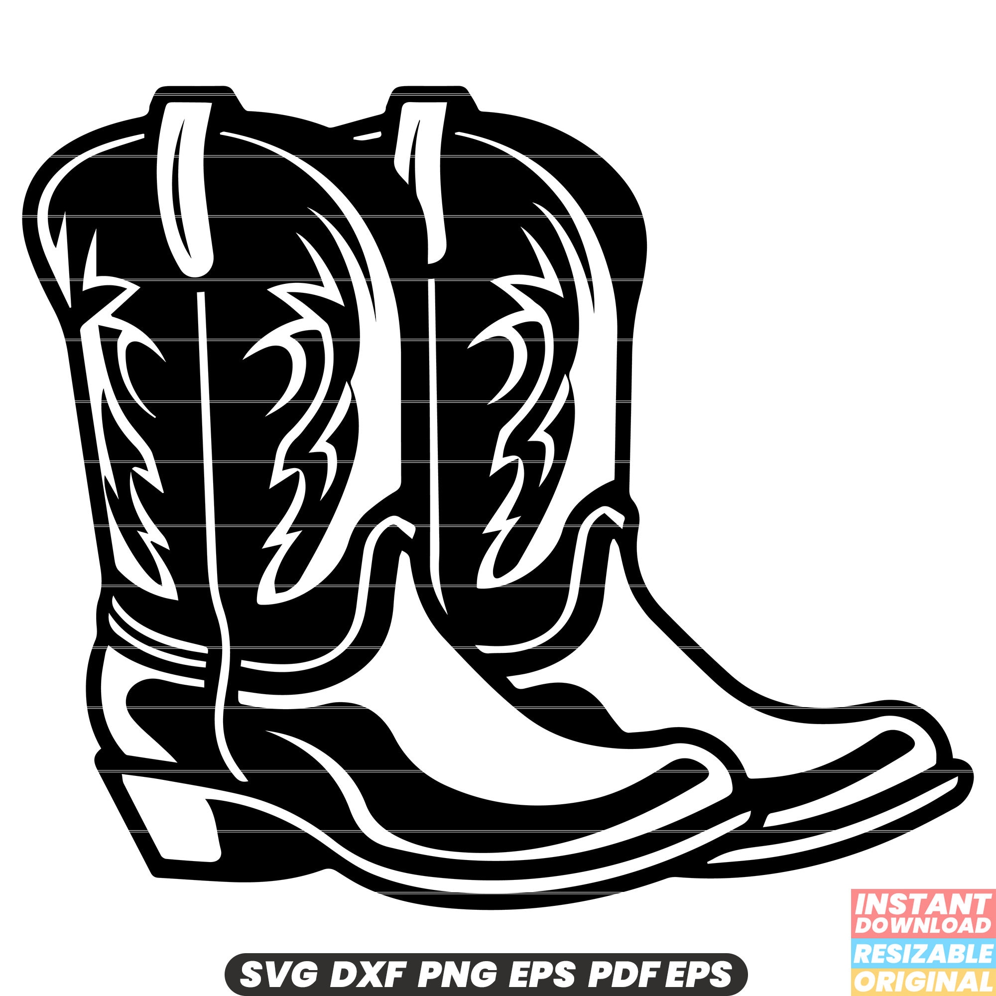 Cowboy Boots SVG, Cowboy Boots DXF, Cowboy Boots PNG: Western Footwear ...