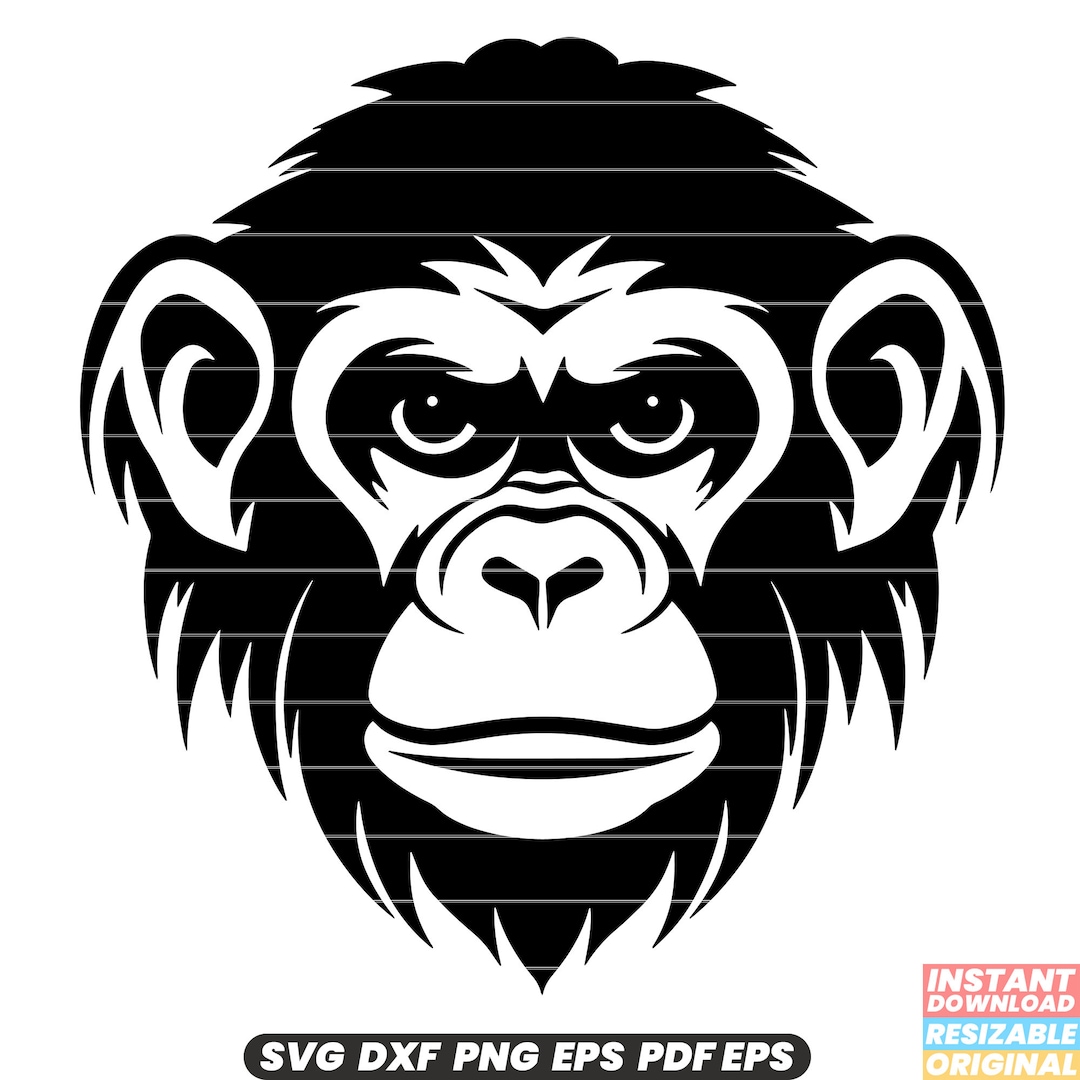 Monkey SVG, Monkey DXF, Monkey PNG Digital Designs Instant Download 4 ...