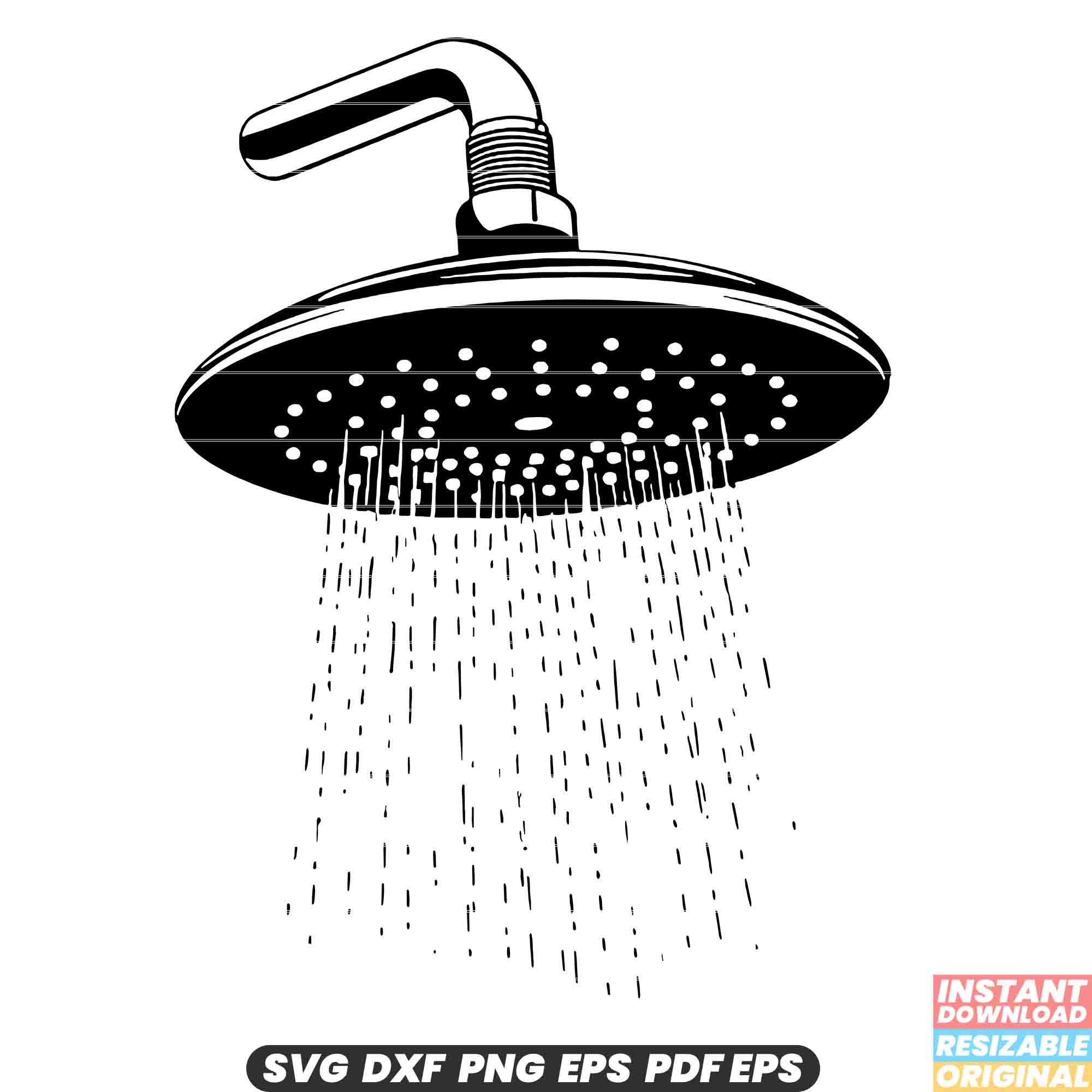 Shower SVG Bathroom Fixture, Hygiene Equipment, Refreshing Water Flow ...