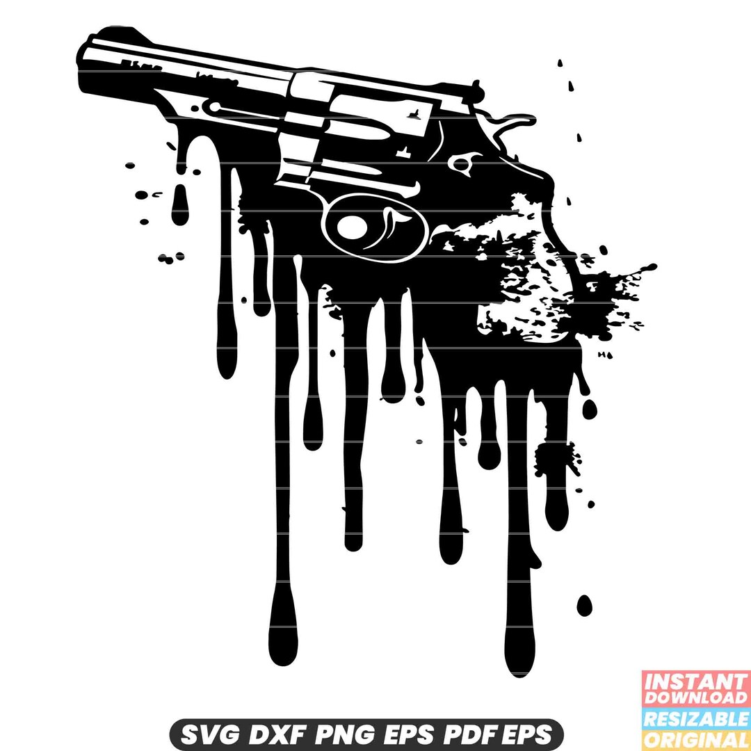 Dripping Gun Melting SVG Weapon Firearms Melted Surreal Abstract Crime ...