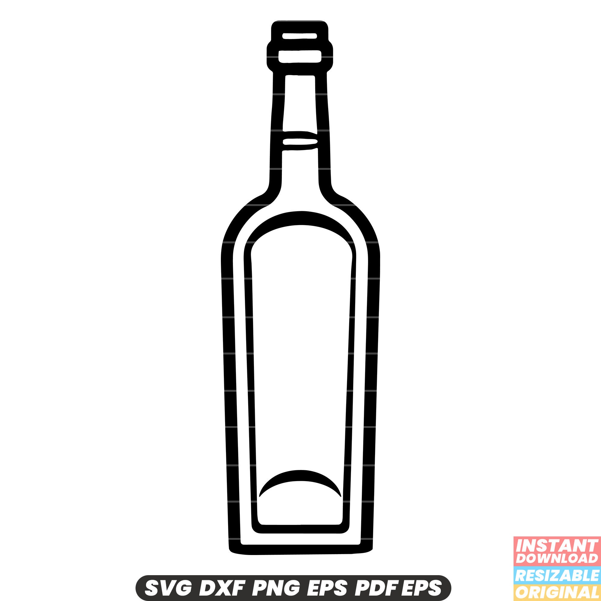 Alcohol Bottle Liquor Drink Beverage Glass Spirit SVG DXF PNG Cut File ...